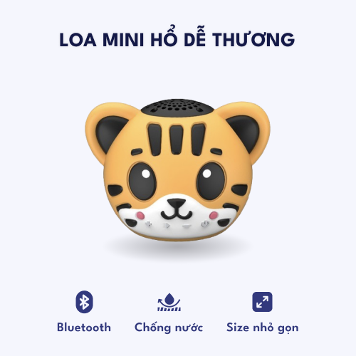 Loa Mini Hổ dễ thương TK50 âm thanh sống động, pin trâu, Bluetooth 5.0